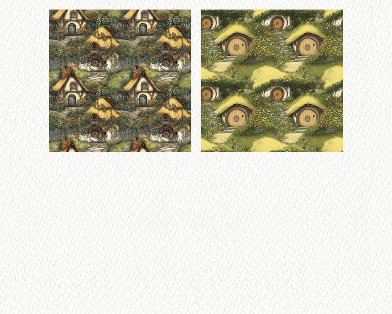 Hobbit Cottage Pattern Seamless Digital Papers - Printable Scrapbook ...