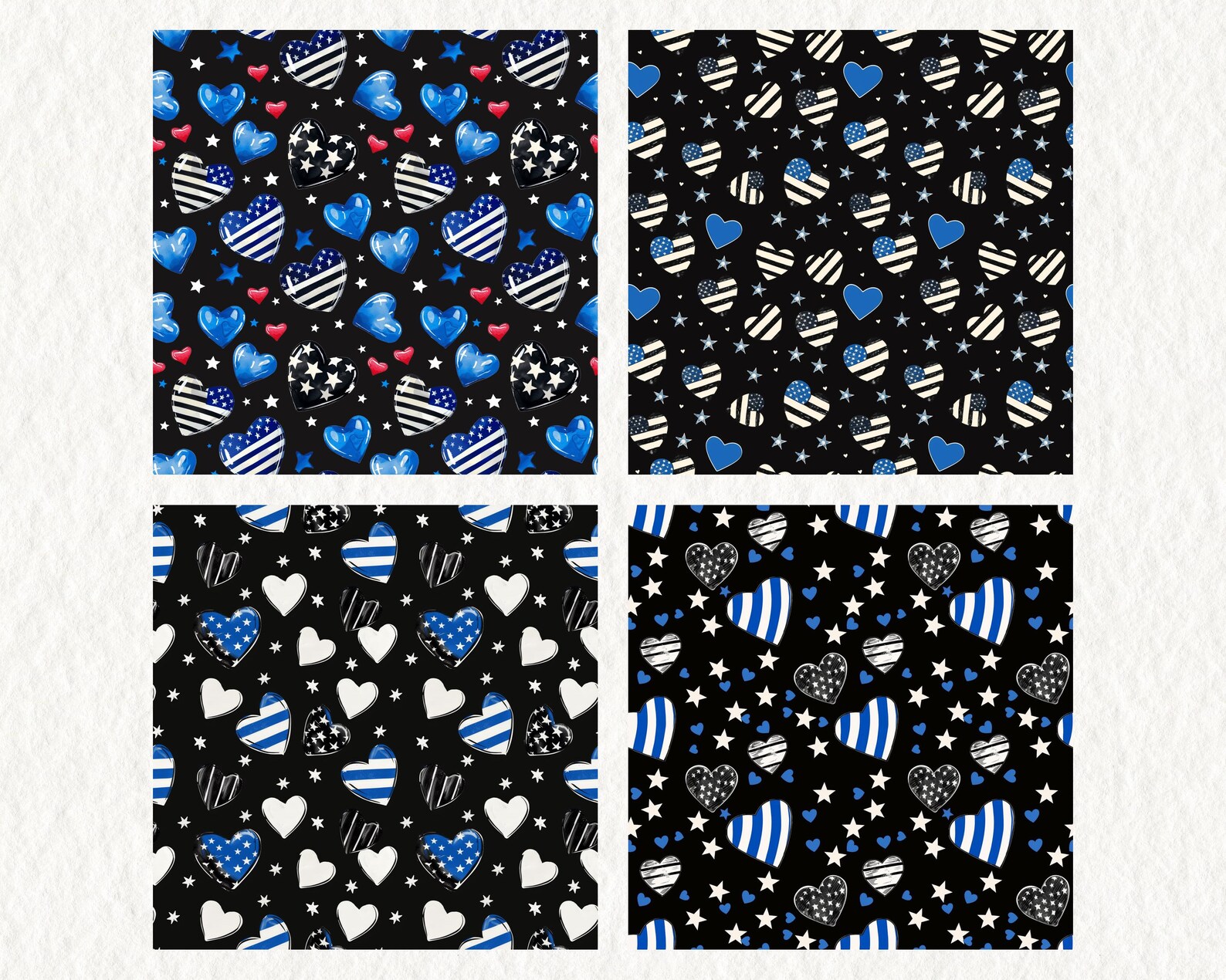 Police Tribute Pattern Seamless Digital Papers - Printable Scrapbook ...