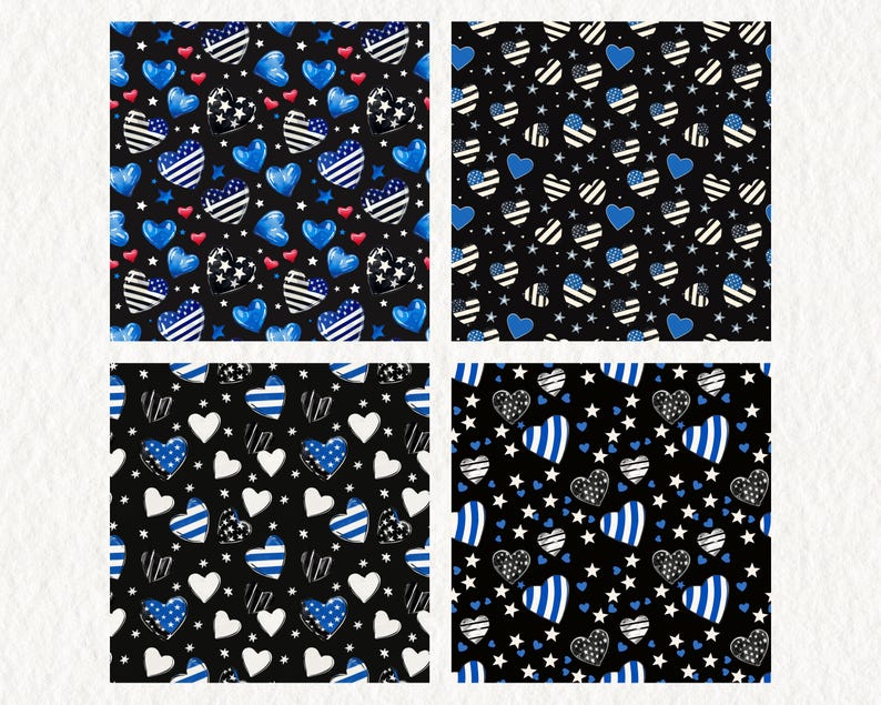 Police Tribute Pattern Seamless Digital Papers - Printable Scrapbook ...