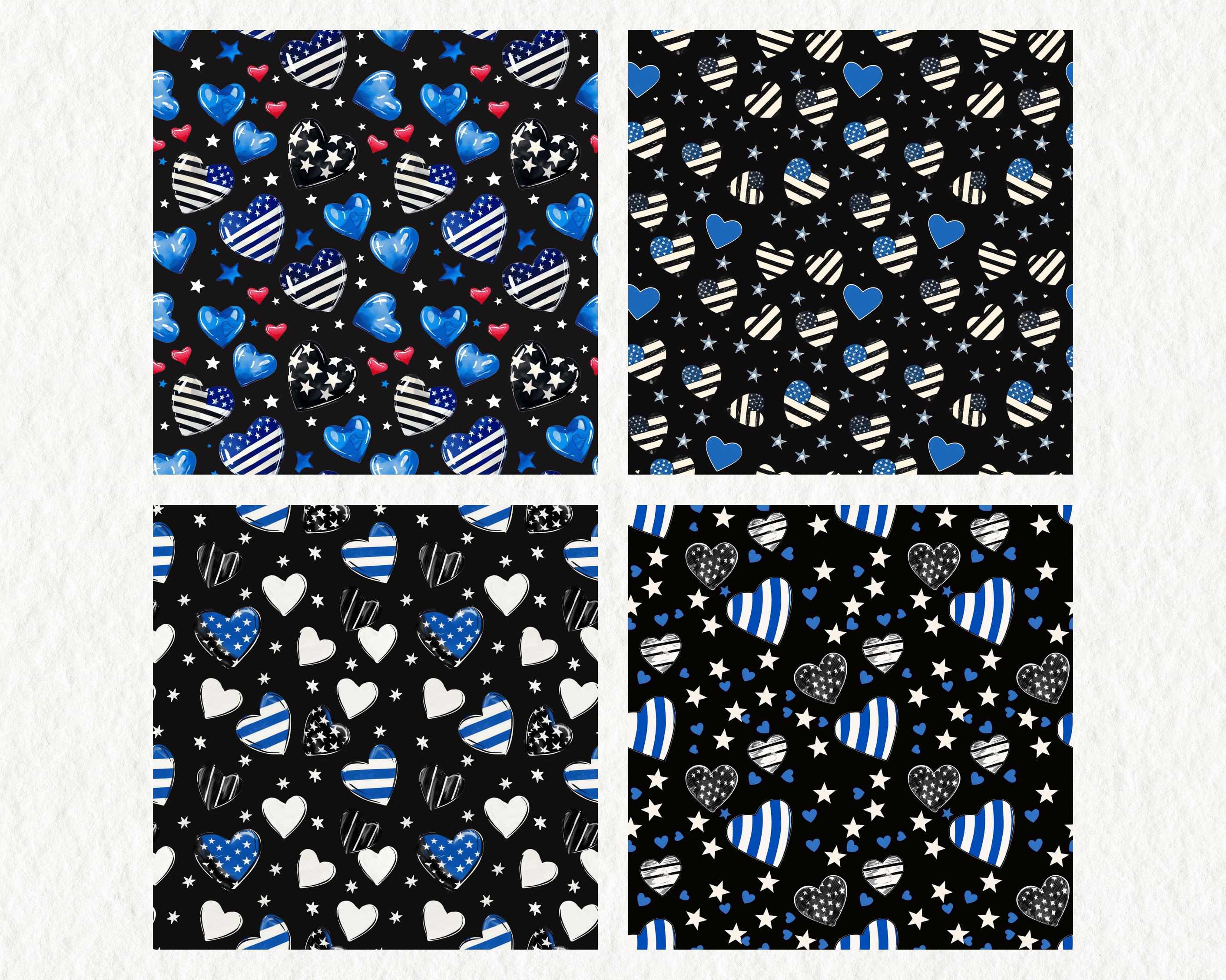 Police Tribute Pattern Seamless Digital Papers - Printable Scrapbook ...