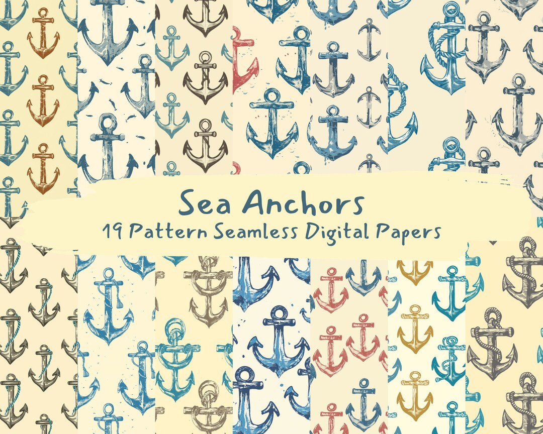 Sea Anchors Pattern Seamless Digital Papers - Printable Scrapbook Paper ...