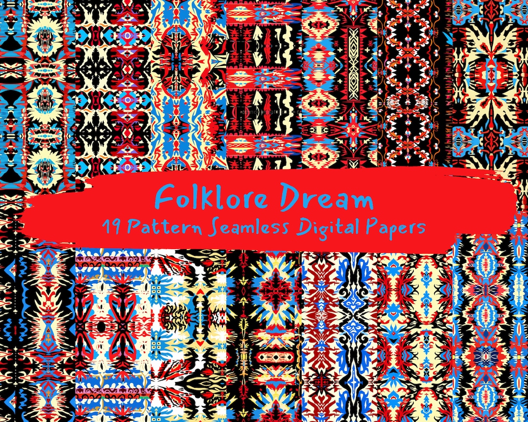 Folklore Dream Pattern Seamless Digital Papers - Printable Scrapbook ...