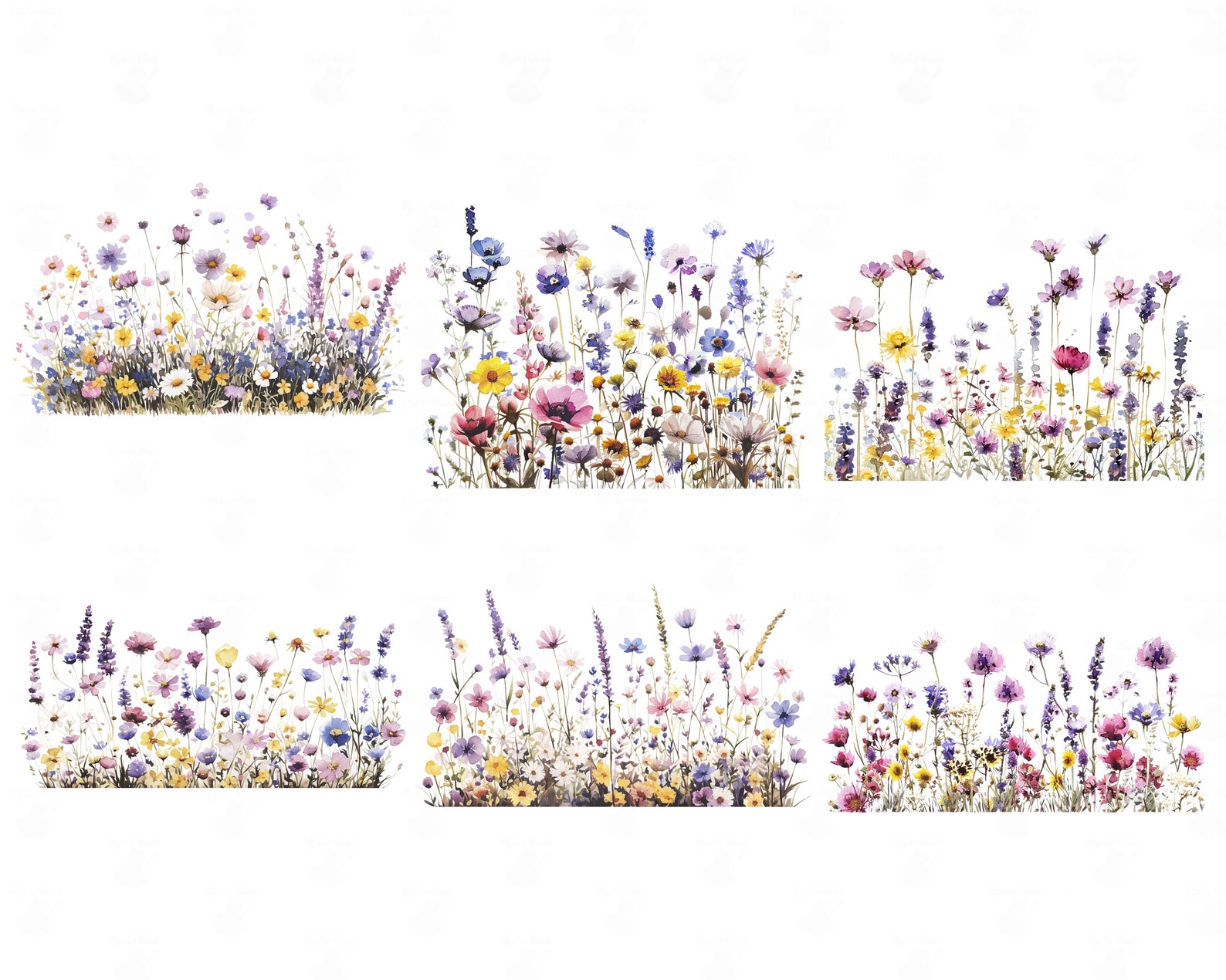 Wildflowers Border Printable Clipart, Png Format, Transparent ...