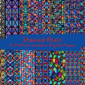 Stained Glass Pattern Seamless Digital Papers - Printable Scrapbook ...