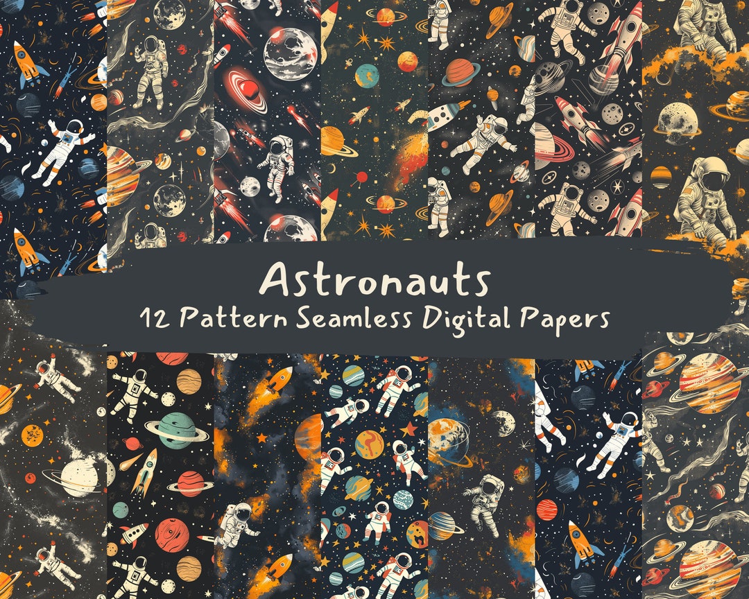 Astronauts Pattern Seamless Digital Papers - Printable Scrapbook Paper ...