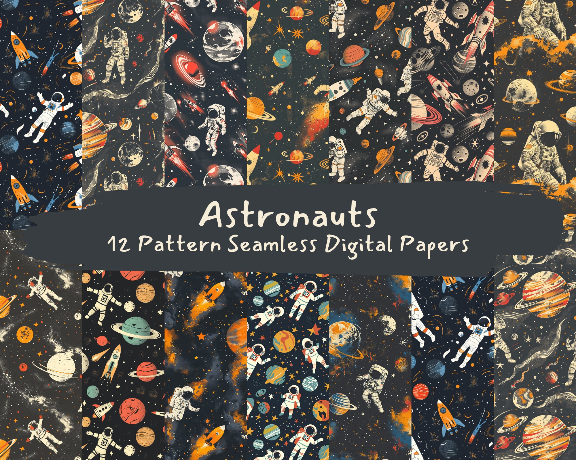Astronauts Pattern Seamless Digital Papers - Etsy