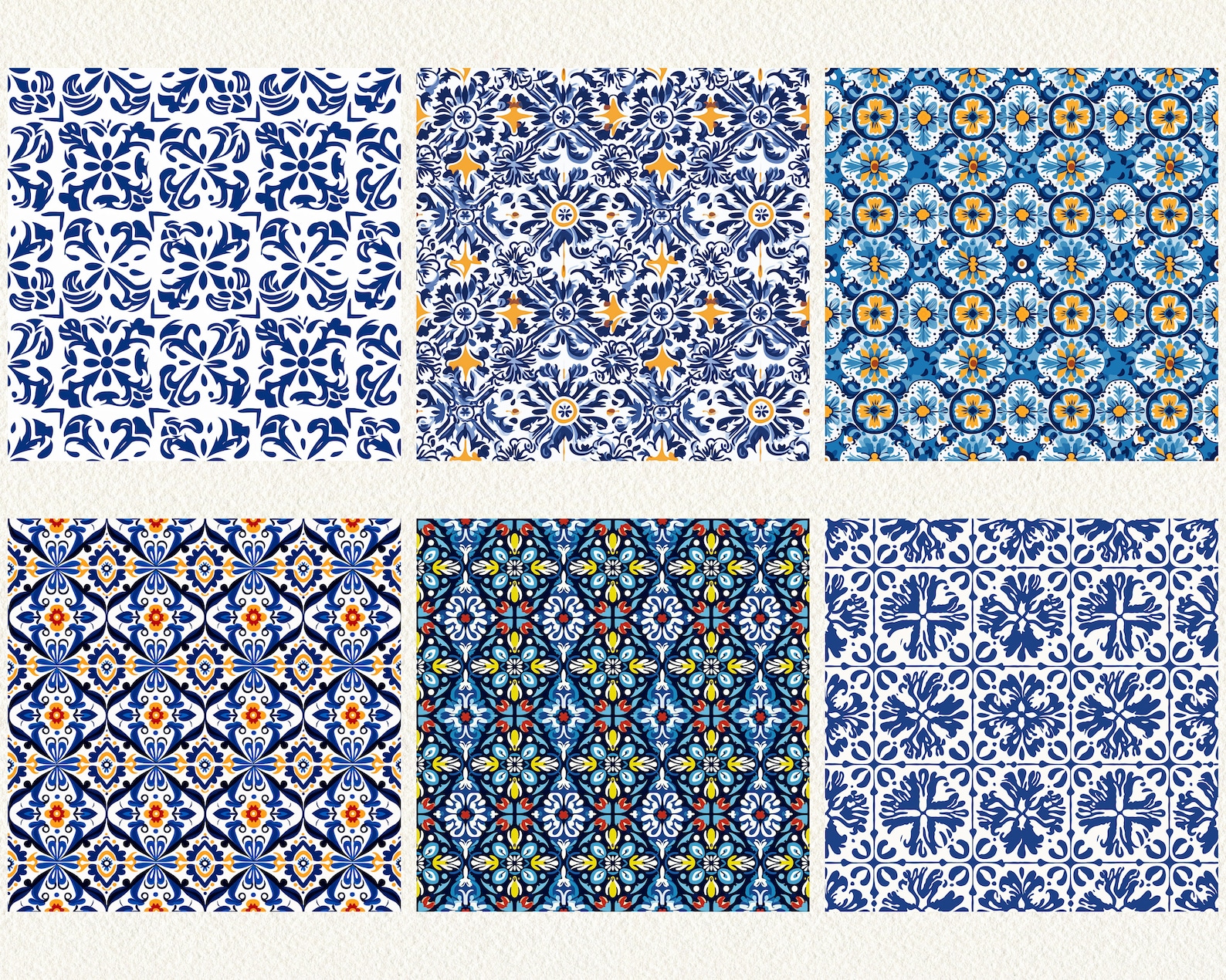 Mexican Talavera Pattern Seamless Digital Papers - Tile Patterns ...