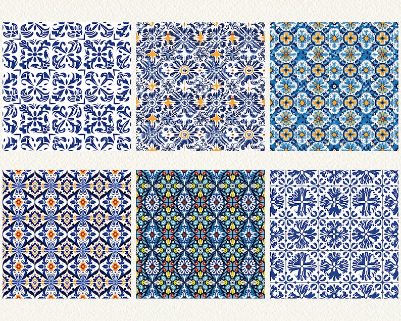 Mexican Talavera Pattern Seamless Digital Papers Tile Patterns ...
