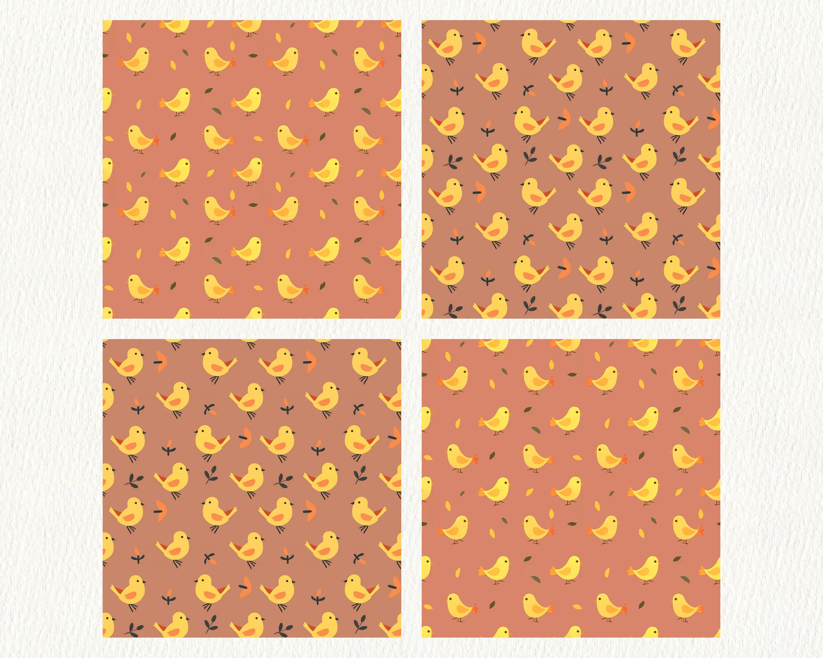 Cute Little Bird Pattern Seamless Digital Papers - Printable Scrapbook ...