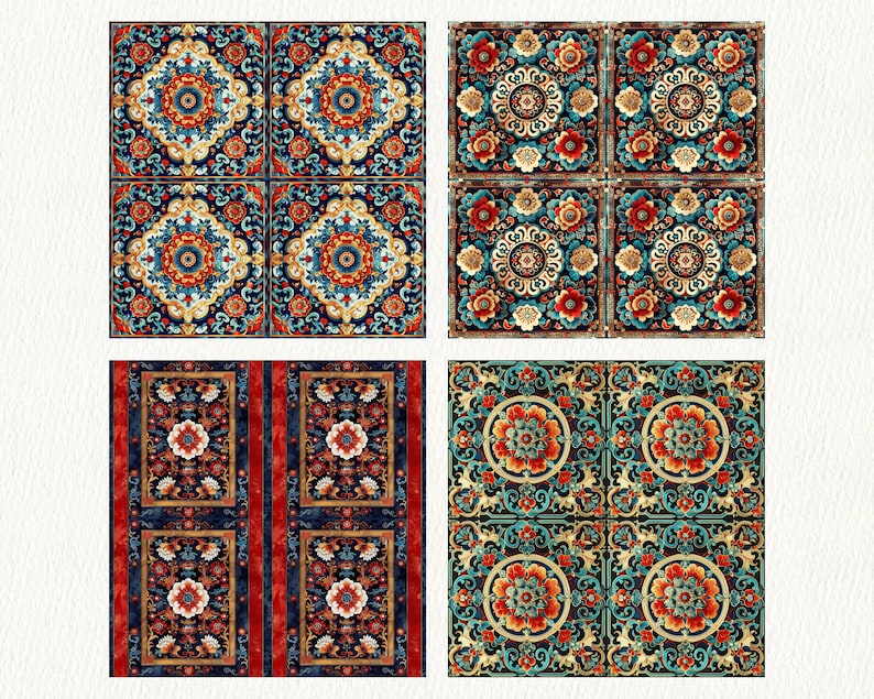 Mongolian Traditional Pattern Seamless Digital Papers Printable ...