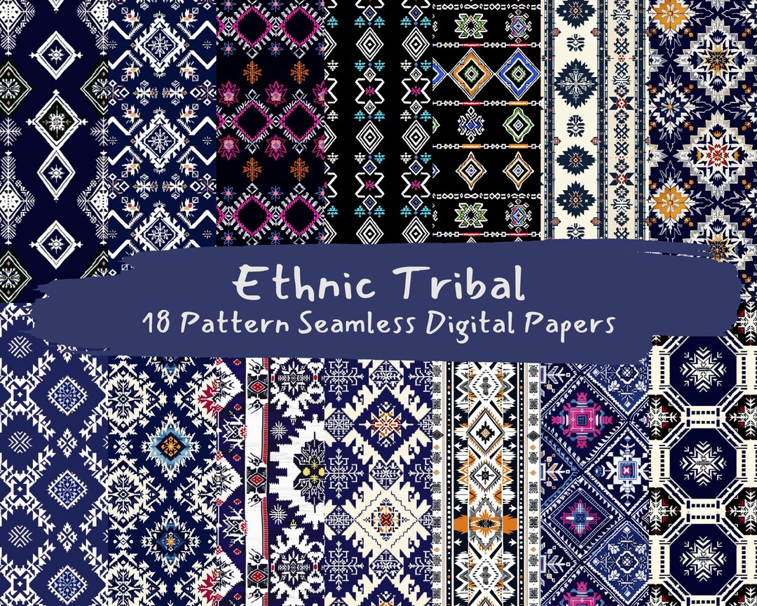Ethnic Tribal Pattern Seamless Digital Papers - Printable Scrapbook ...