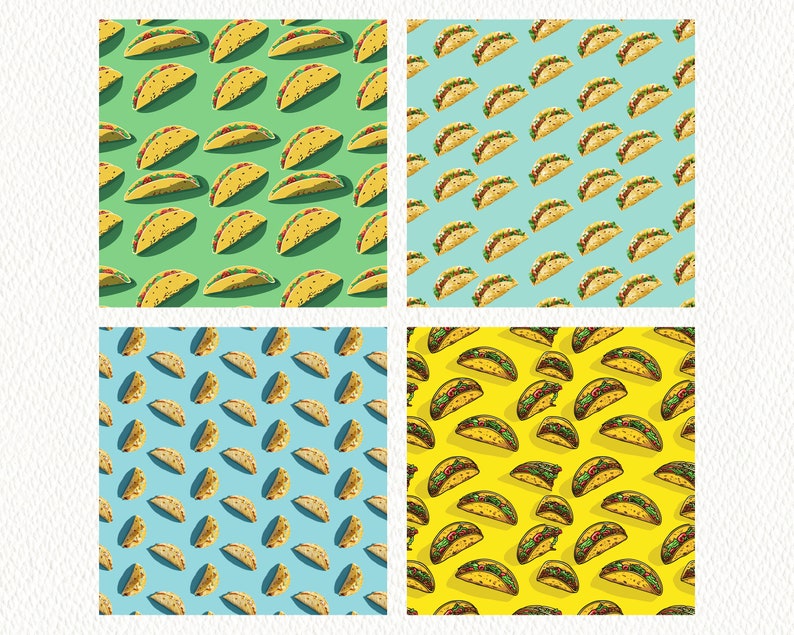 Taco Tuesday Pattern Seamless Digital Papers Printable Scrapbook Paper ...