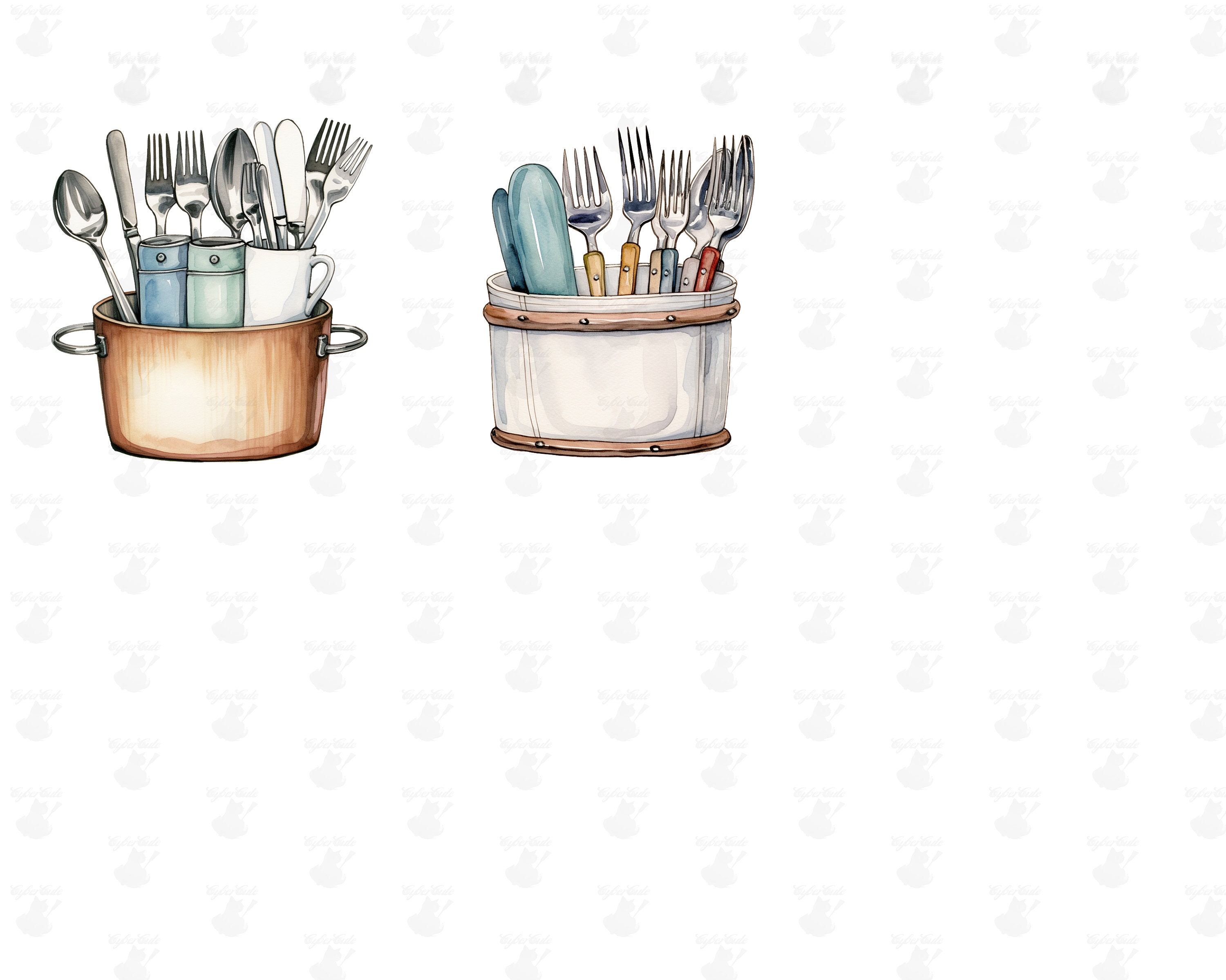 Silverware, Digital Printable Clip Art Graphics in PNG Format ...