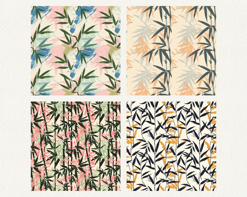 Bamboo Leaf Pattern Seamless Digital Papers Tile Patterns Printable ...