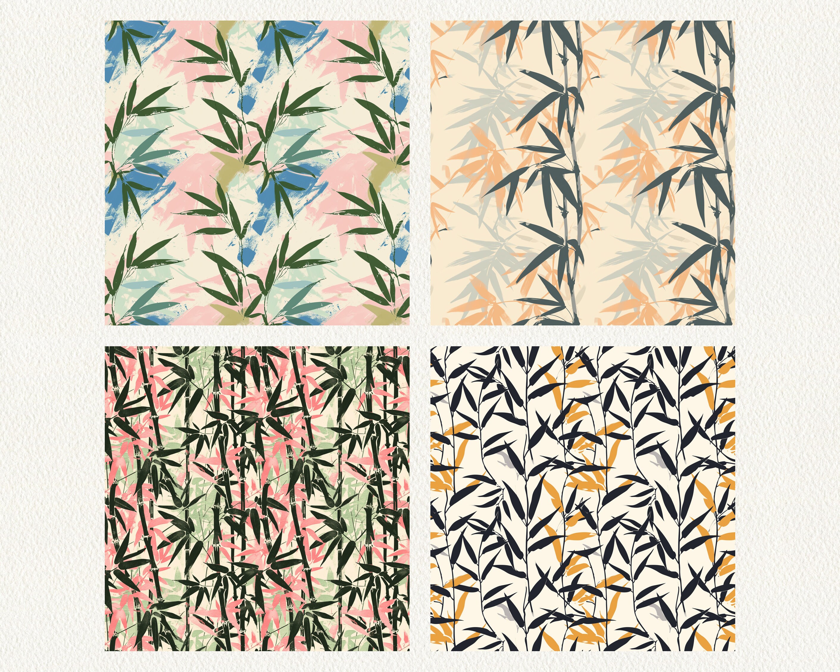 Bamboo Leaf Pattern Seamless Digital Papers - Tile Patterns Printable ...
