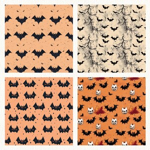 Halloween Bats Pattern Seamless Digital Papers - Printable Scrapbook ...