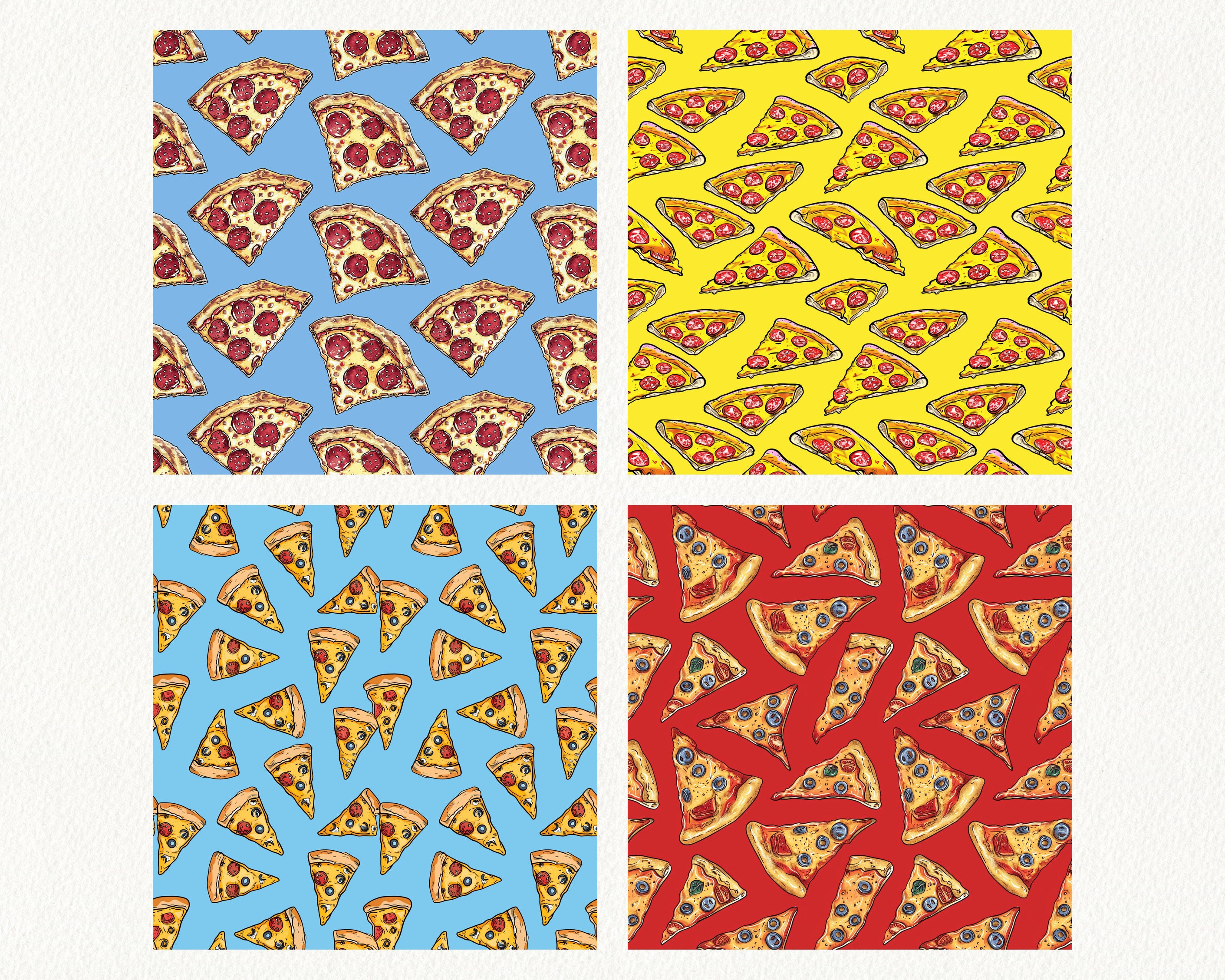 Pizza Party Pattern Seamless Digital Papers - Printable Scrapbook Paper ...