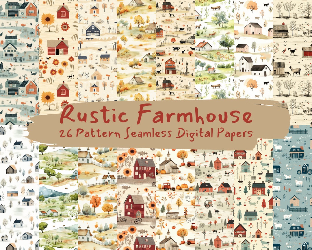 Rustic Farmhouse Pattern Seamless Digital Papers - Tile Patterns ...