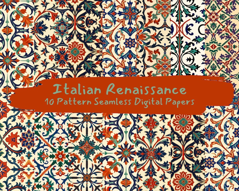 Italian Renaissance Pattern Seamless Digital Papers - Etsy