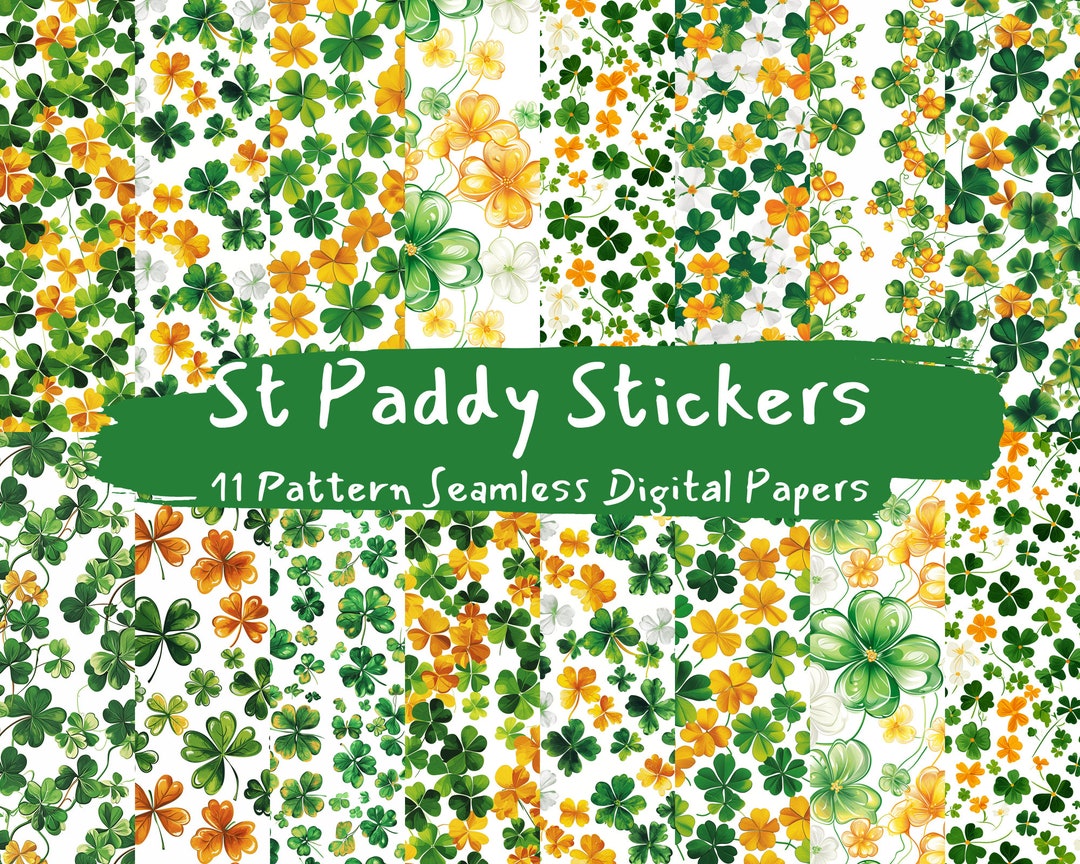 St Paddy Stickers Pattern Seamless Digital Papers - Tile Patterns ...
