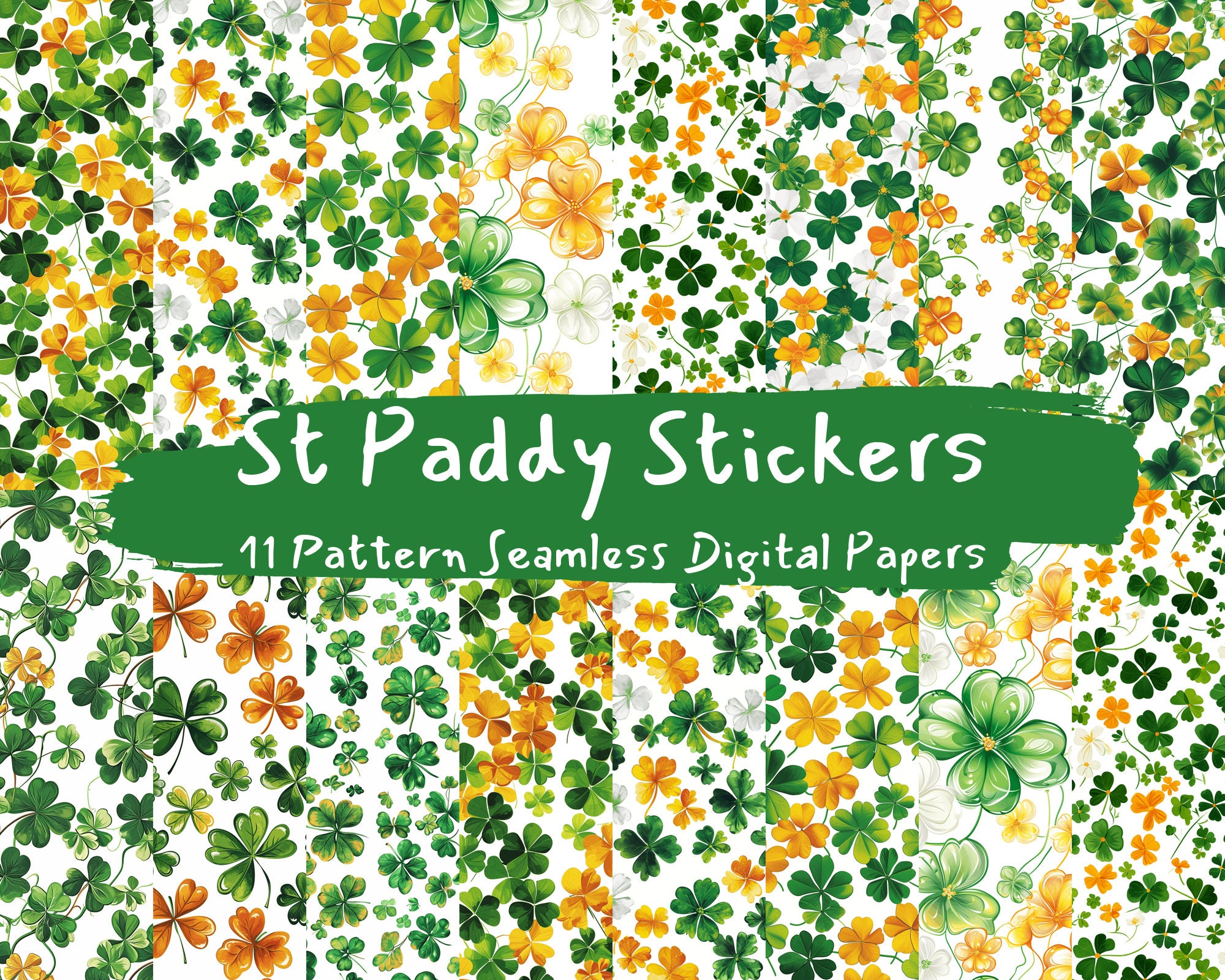 St Paddy Stickers Pattern Seamless Digital Papers Tile Patterns ...