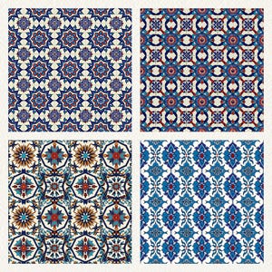Modern Turkish Tile Pattern Seamless Digital Papers - Printable ...