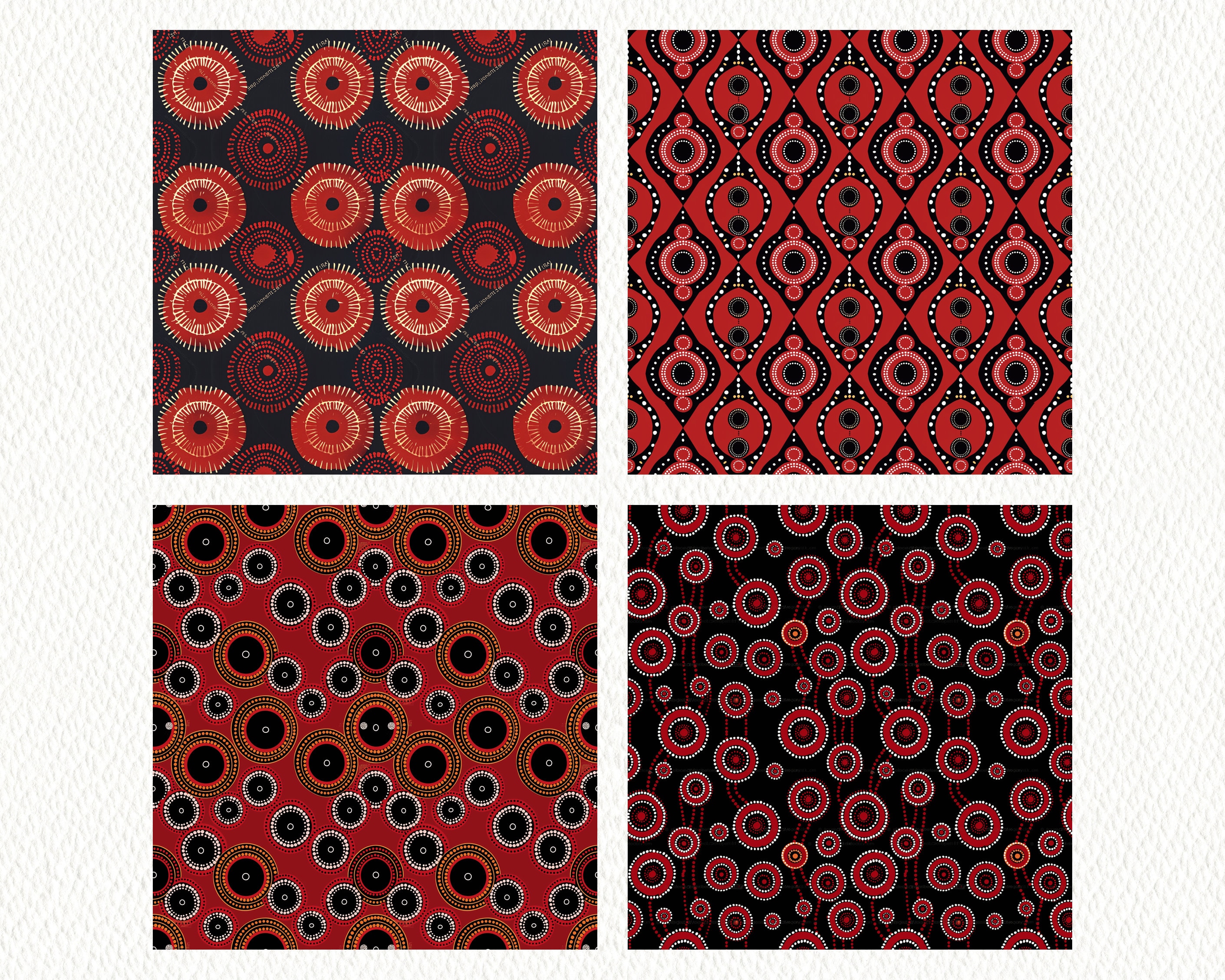 Aboriginal Red Black Dot Pattern Seamless Digital Papers Printable ...