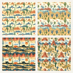 Desert Landscape Pattern Seamless Digital Papers - Printable Scrapbook ...