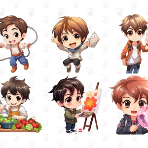 Boy Cartoon Digital Printable Clipart Bundle in PNG Format Transparent ...