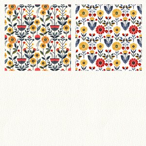 Scandinavian Folk Art Pattern Seamless Digital Papers - Printable ...