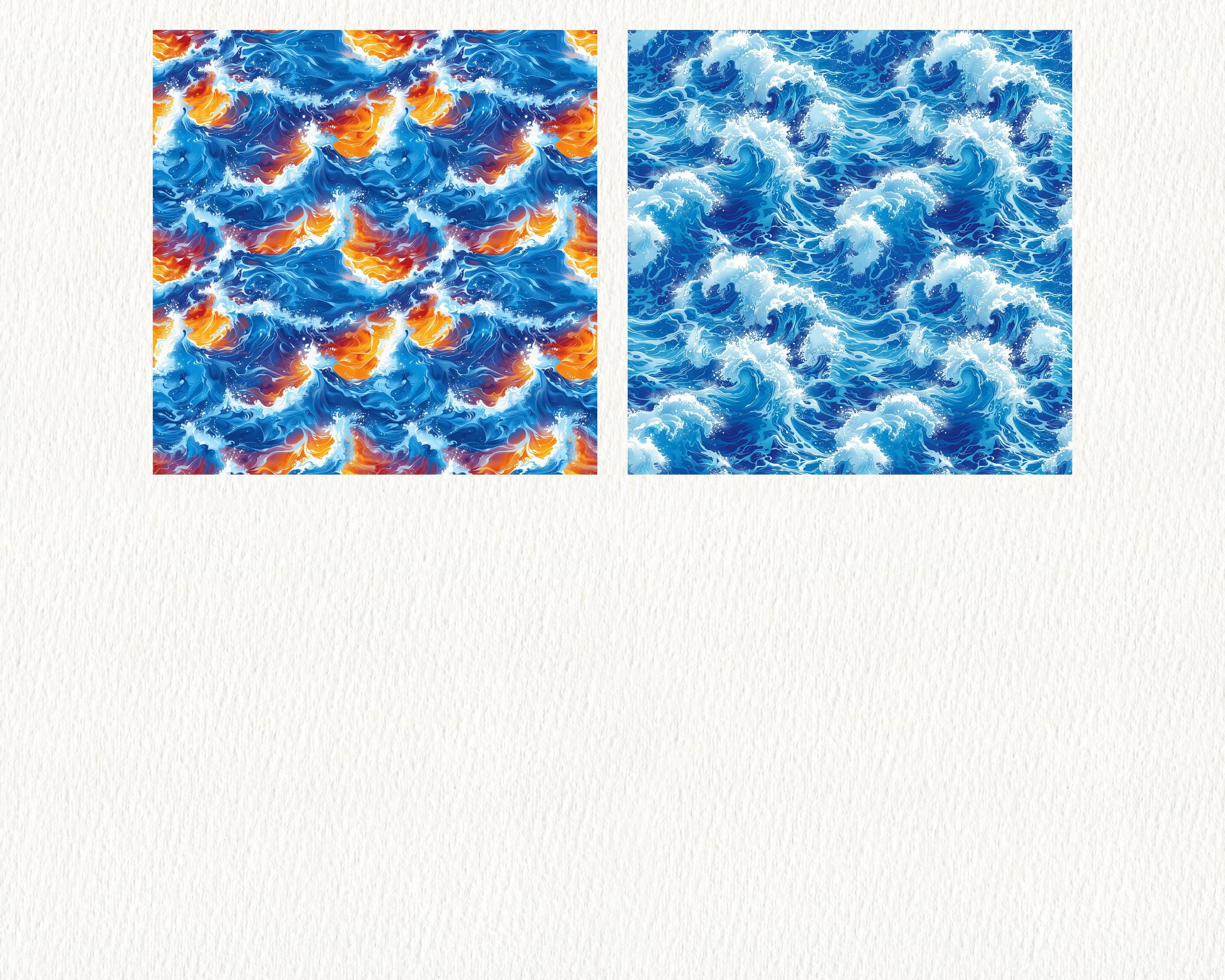 Summer Waves Pattern Seamless Digital Papers - Printable Scrapbook ...