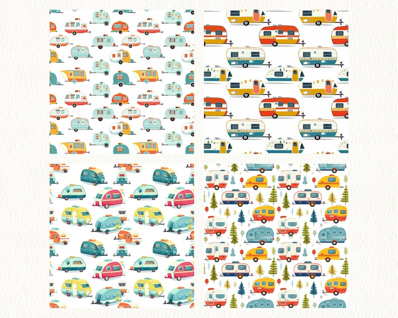 Teardrop Campers Pattern Seamless Digital Papers Tile Patterns ...