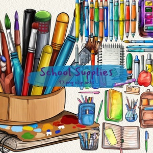 School Supplies Printable Clipart, Png Format, Transparent Background ...