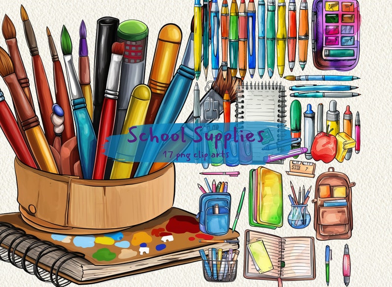 School Supplies Printable Clipart, Png Format, Transparent Background ...