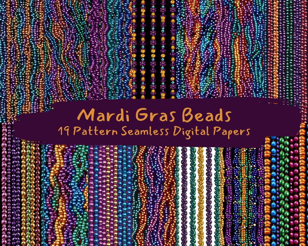 Mardi Gras Beads Pattern Seamless Digital Papers - Printable Scrapbook ...