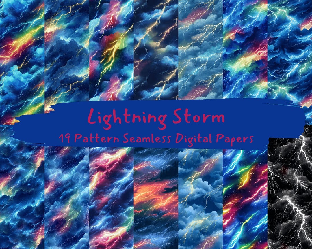 Lightning Storm Pattern Seamless Digital Papers - Printable Scrapbook ...