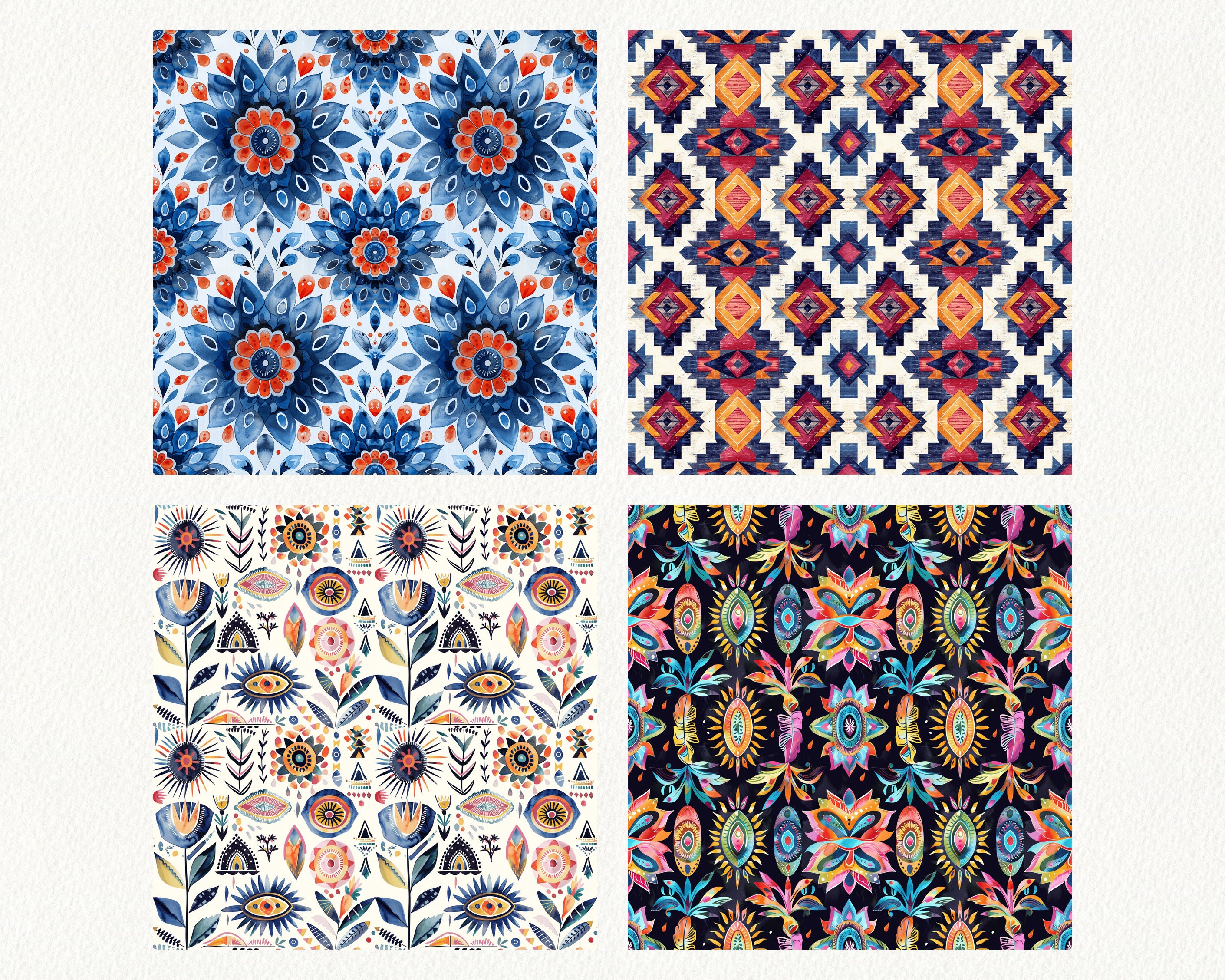Ethnic Motifs Pattern Seamless Digital Papers - Printable Scrapbook ...