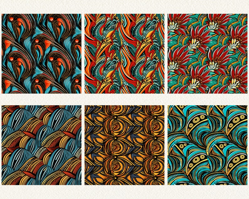 East Africa Kitenge Pattern Seamless Digital Papers Tile Patterns ...