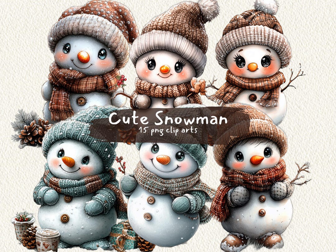 Cute Snowman Printable Clipart, Png Format, Transparent Background ...