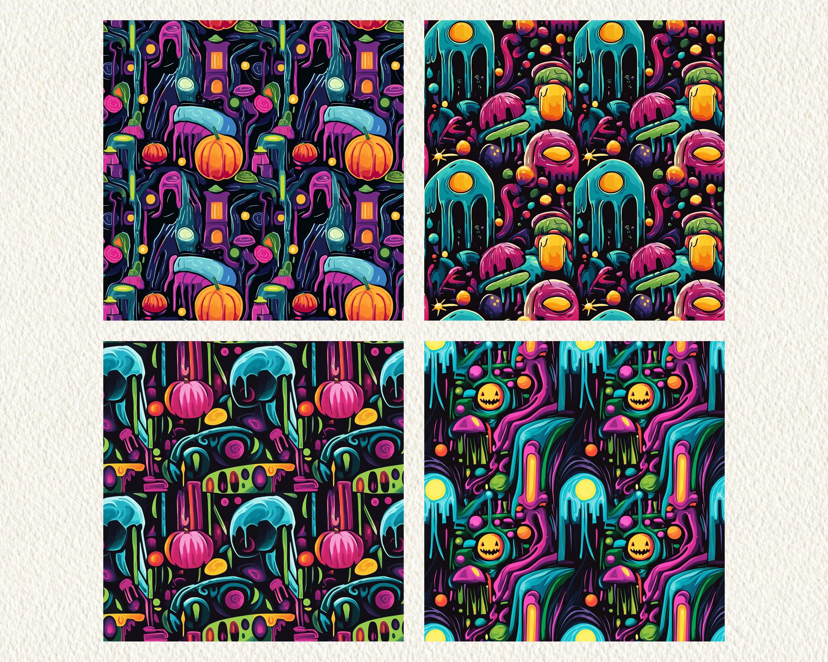 Van Gogh Neon Jack Skellington Pattern Seamless Digital Papers ...