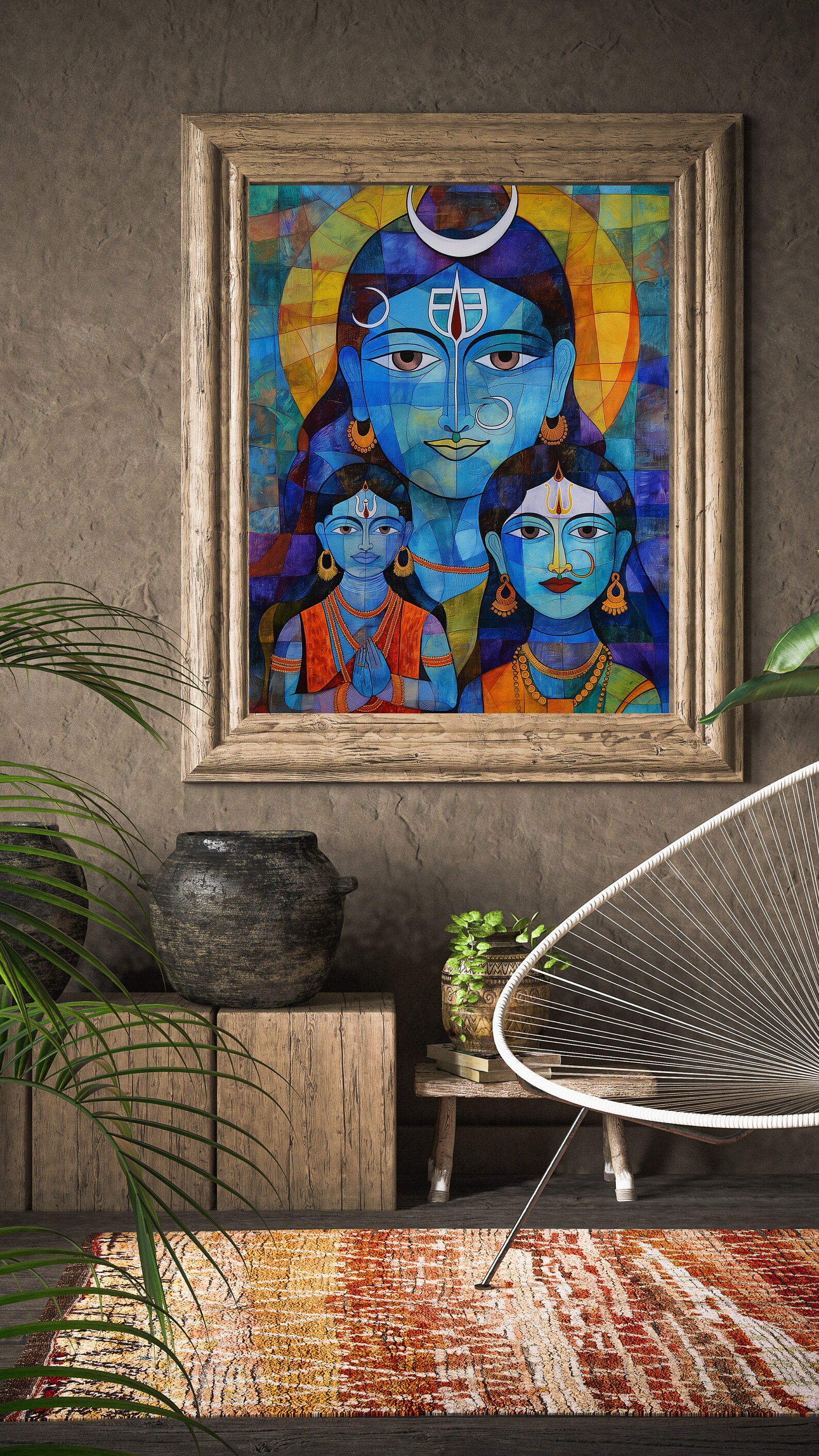 Divine Trio Shiva and Parvati DIGITAL Art, PRINTABLE Digital Download ...