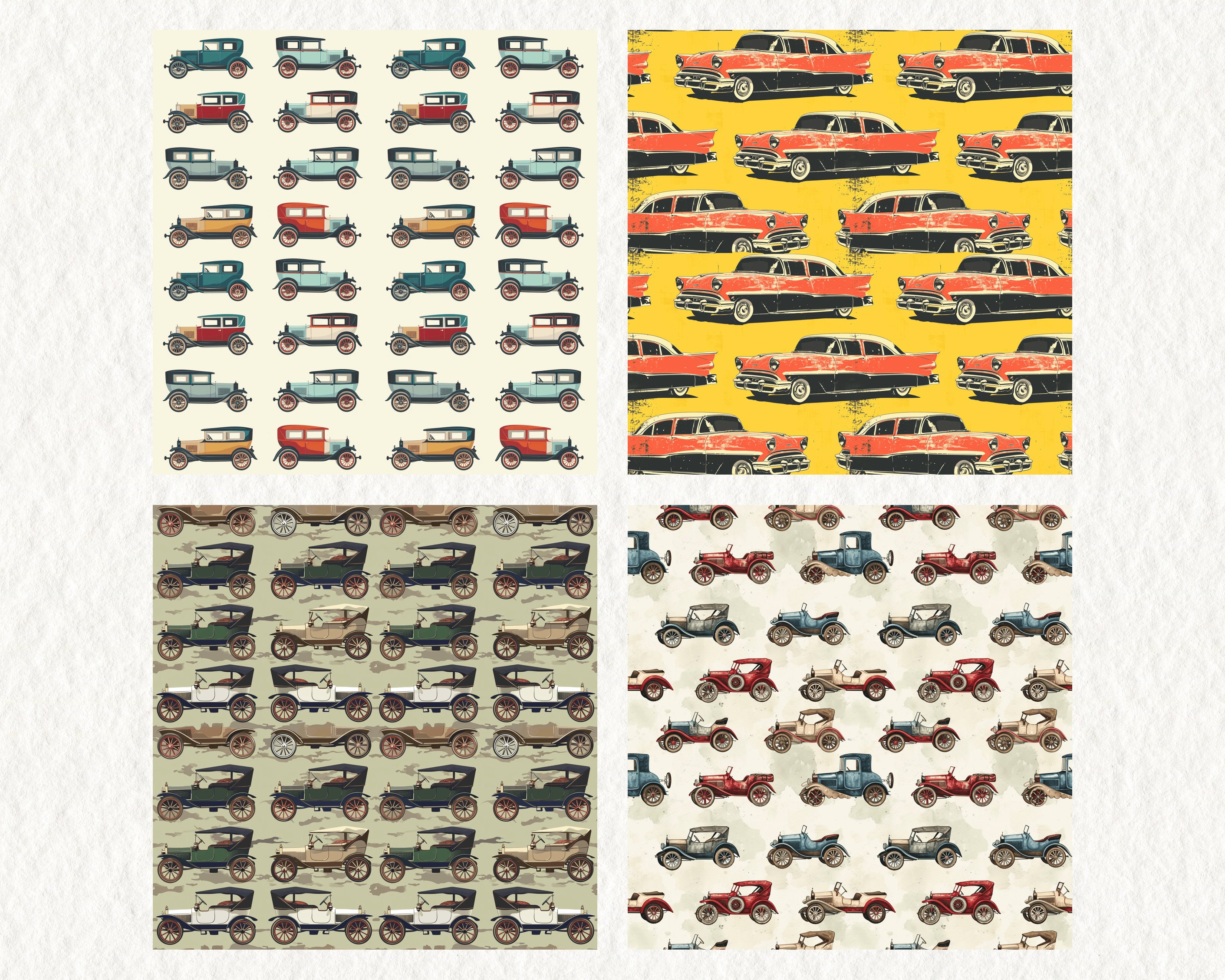Old Vintage Car Pattern Seamless Digital Papers Printable Scrapbook ...