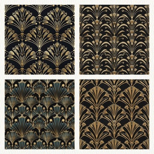 Gatsby Palmette Pattern Seamless Digital Papers - Printable Scrapbook ...