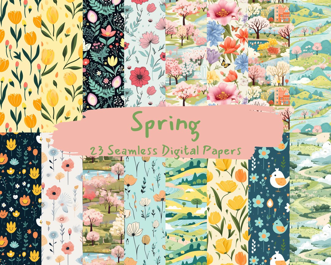 Spring Season Pattern Seamless Printable Patterns, Instant Download ...