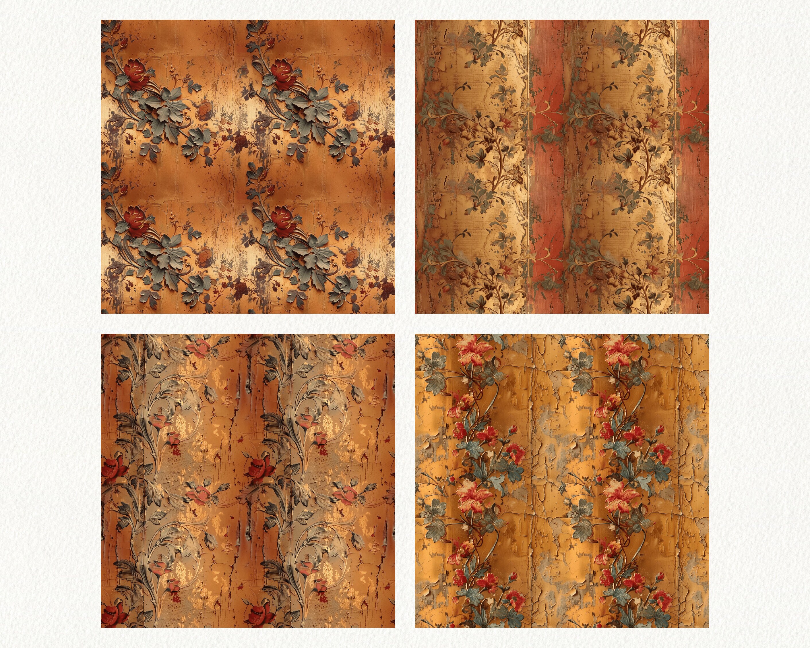 Gilt Floral Journal Pattern Seamless Digital Papers - Printable ...