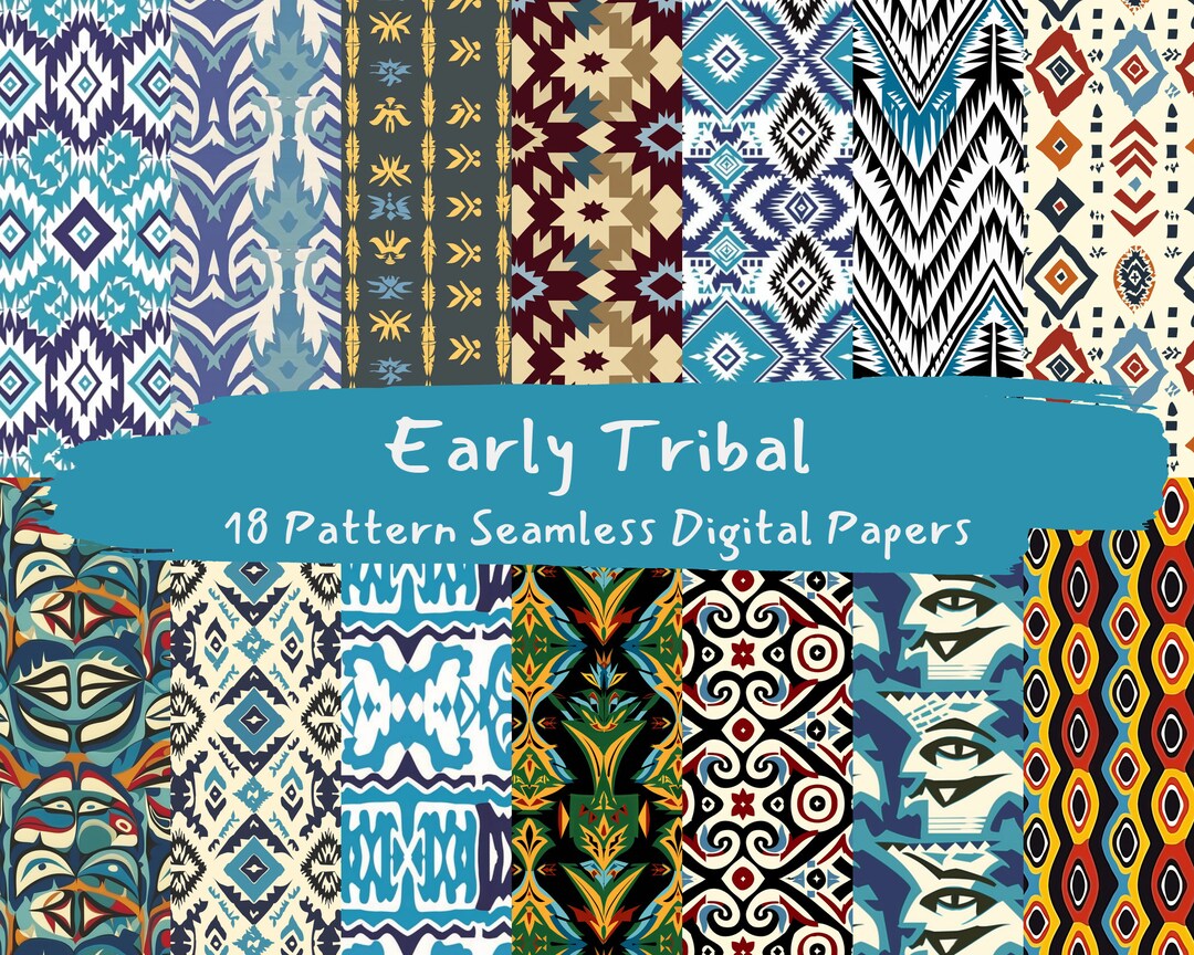 Early Tribal Pattern Seamless Digital Papers - Printable Scrapbook ...