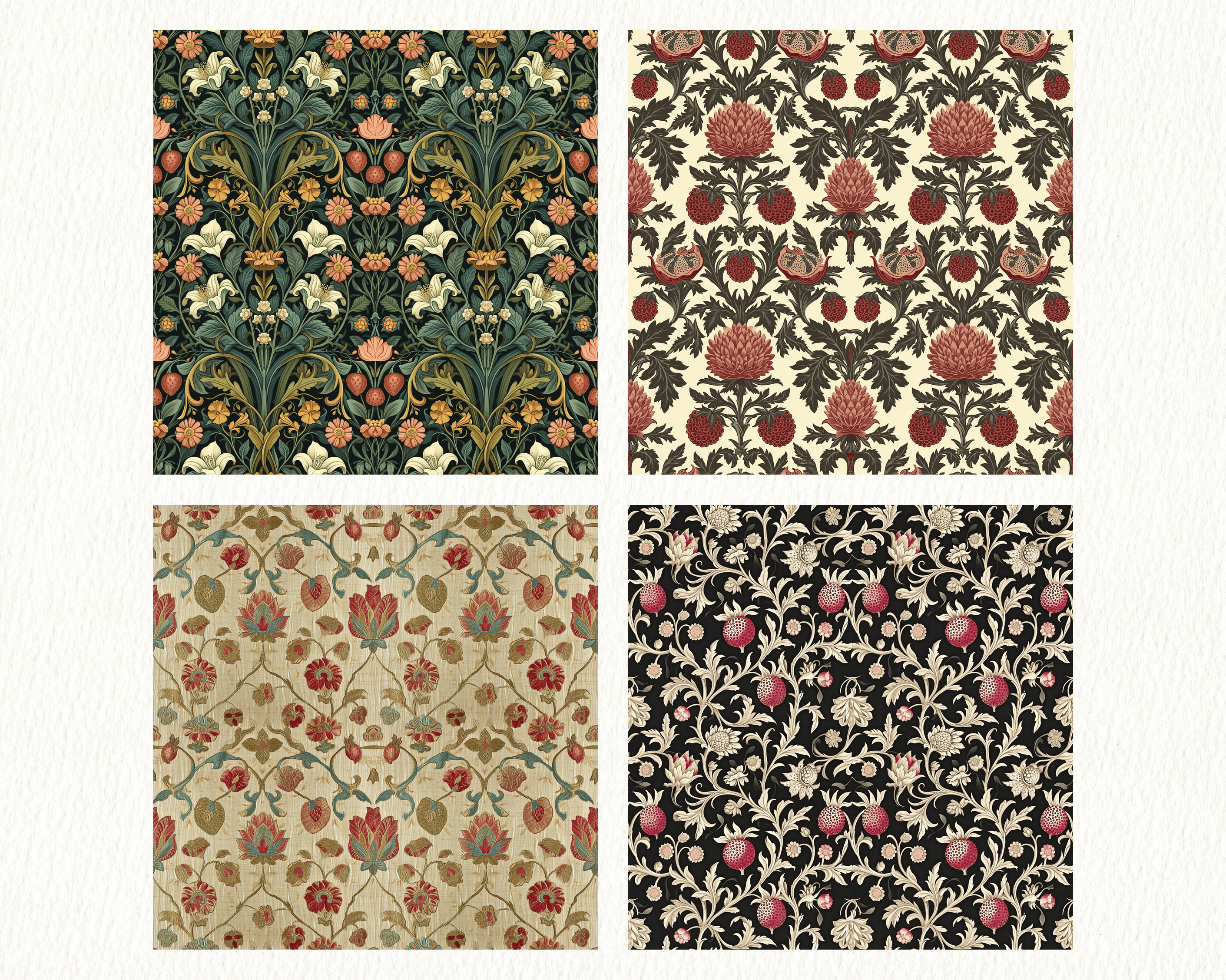 Italian Gothic Floral Pattern Seamless Digital Papers - Tile Patterns ...