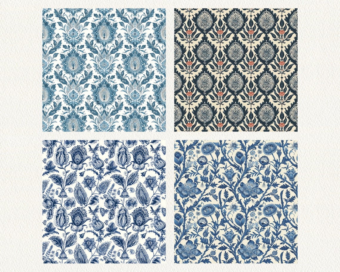 Indian Woodblock Pattern Seamless Digital Papers - Printable Scrapbook ...