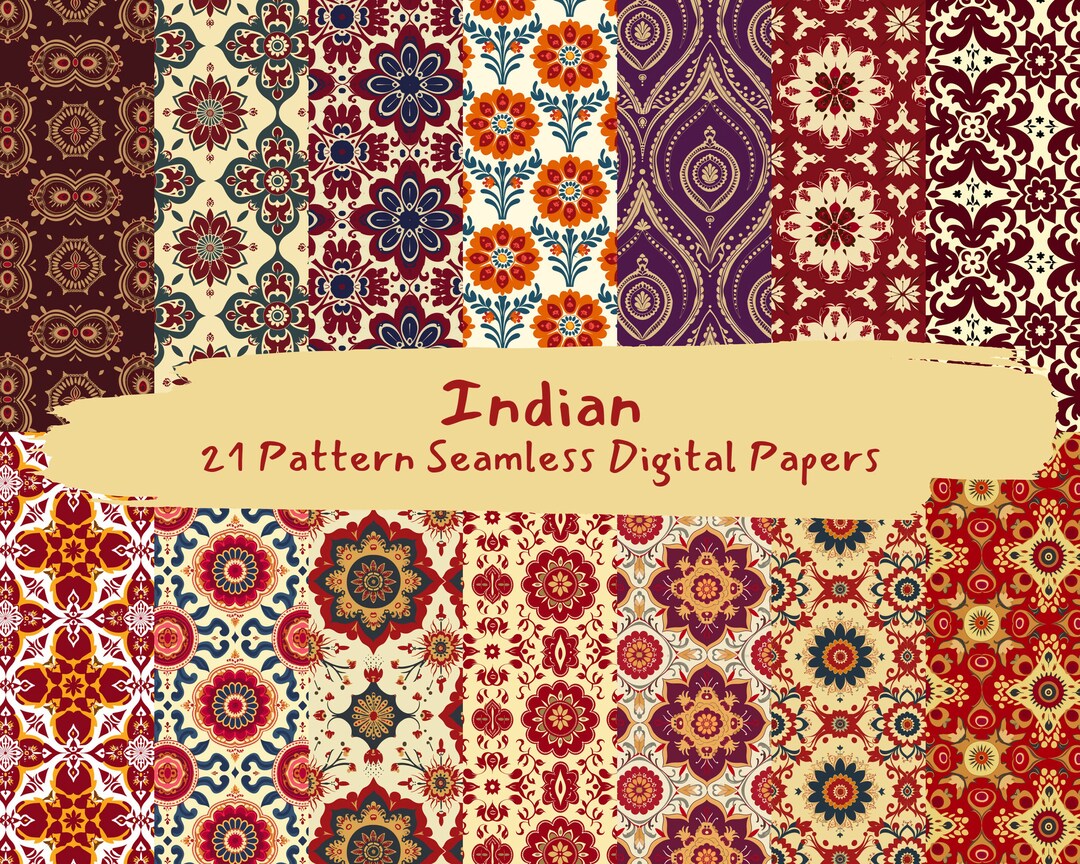 Indian Pattern Seamless Digital Papers - Printable Scrapbook Paper ...