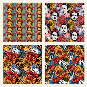 Kahlo Lichtenstein Pattern Seamless Digital Papers - Printable ...